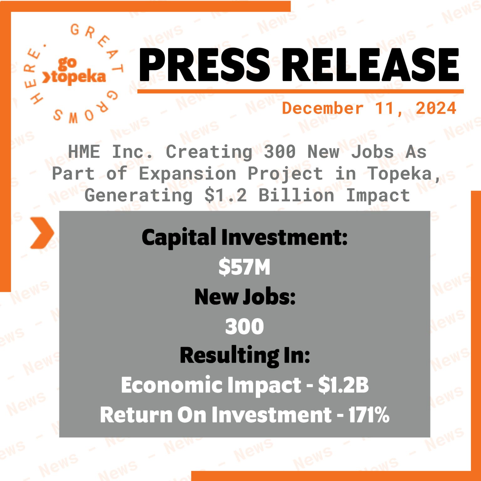 HME INC. CREATING 300 NEW JOBS AS PART OF EXPANSION PROJECT IN TOPEKA ...
